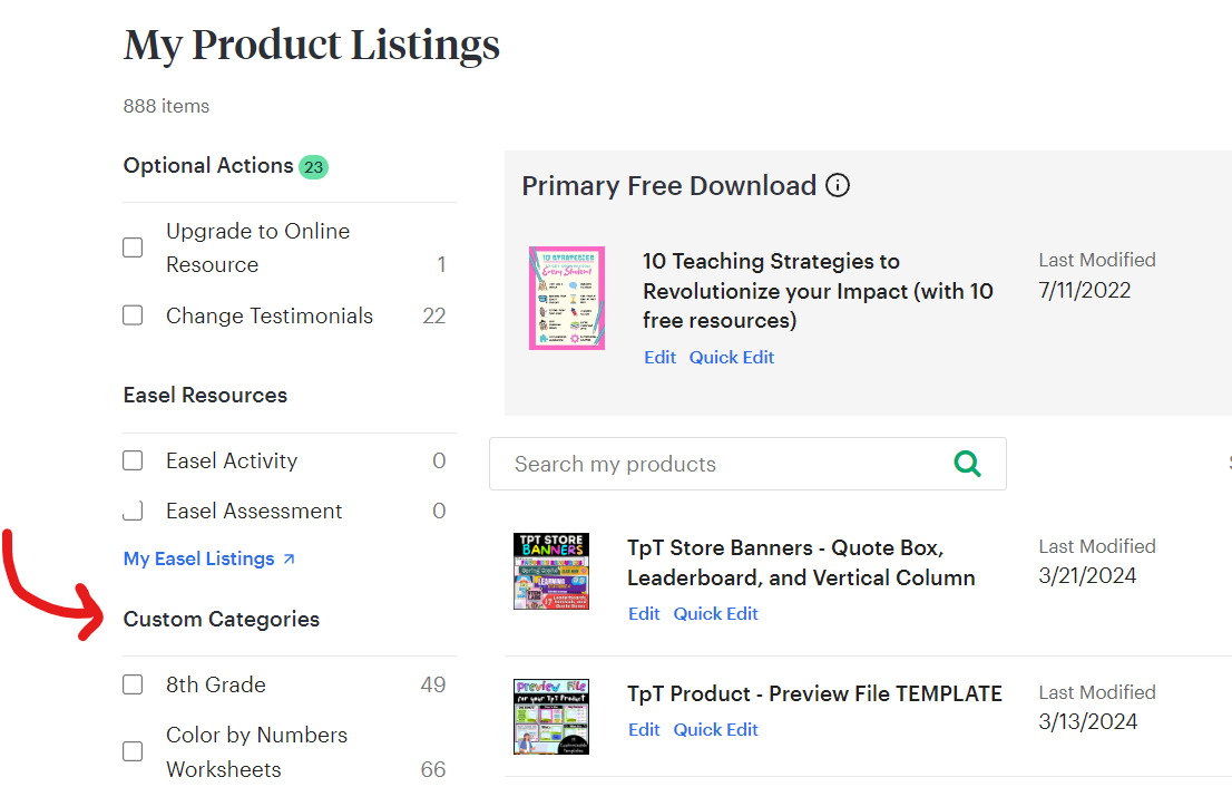 Add Custom Categories to Your TpT Store - Amplify Your TpT Income