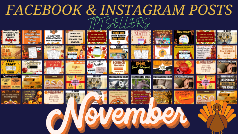 Social Media Posts Template for November for TpT Sellers - Amplify Your ...